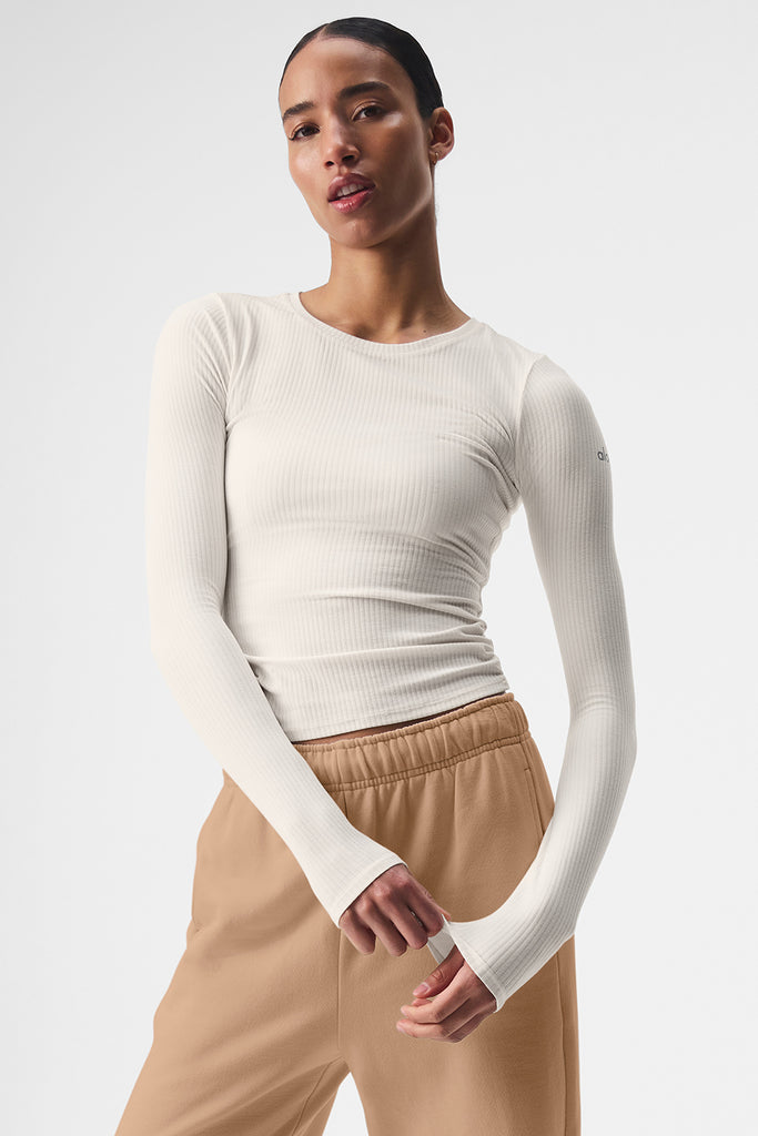 Ribbed Sea Coast Long Sleeve - Ivory | Alo Yoga