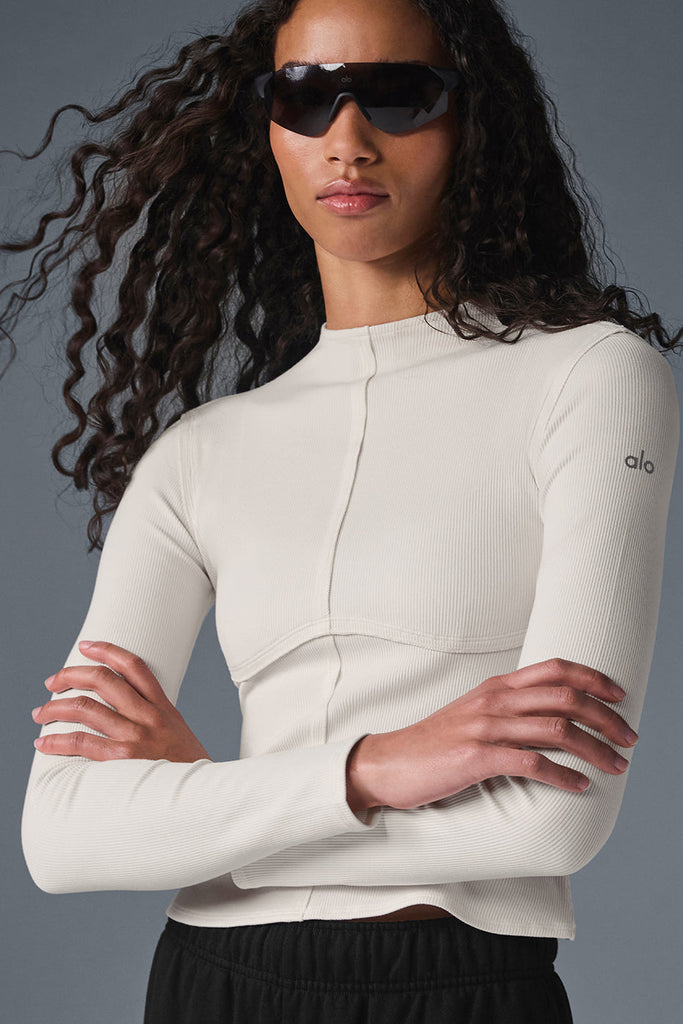 Ribbed En Pointe Long Sleeve - Ivory | Alo Yoga