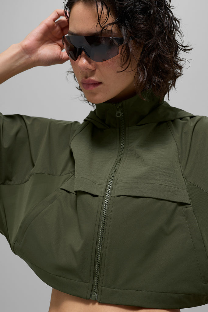 Cropped Playmaker Jacket - Green Olive | ALO