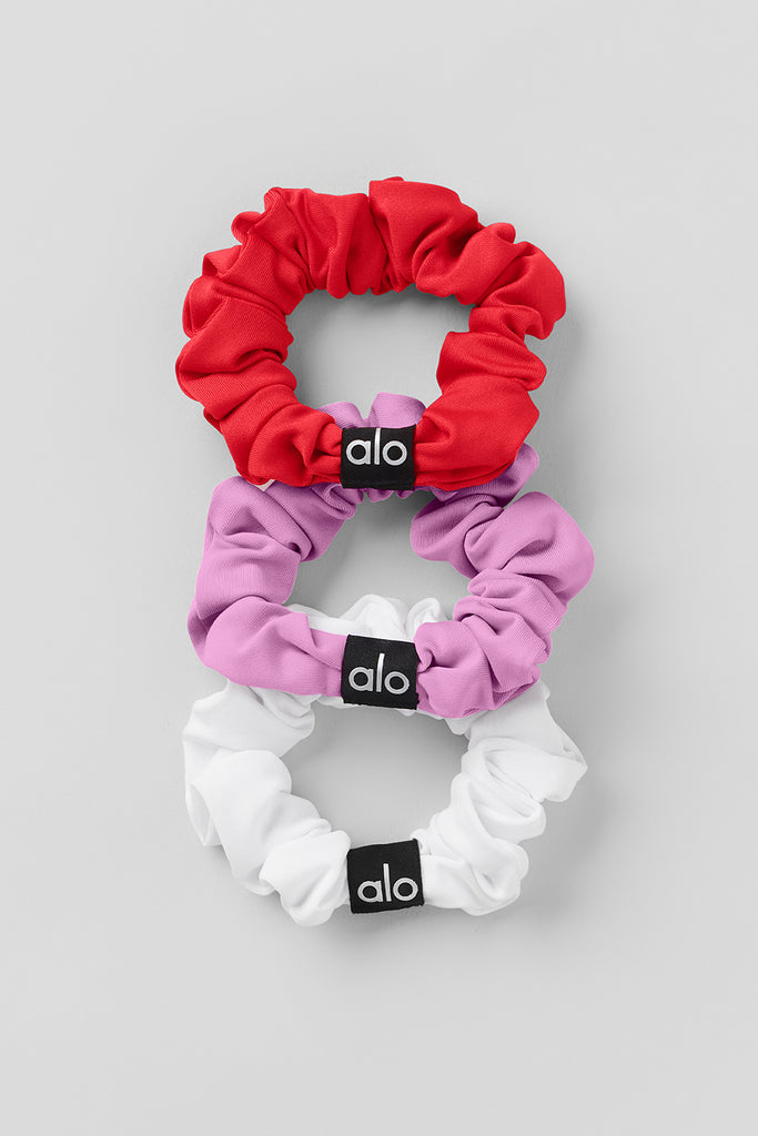 Fresh Mini Scrunchie 3-Pack - Bright Red/Candy Heart Pink/White | ALO