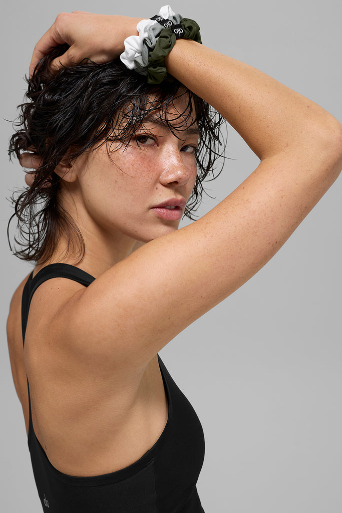 Fresh Mini Scrunchie (3-Pack) - Green Olive/Lunar Grey/White | ALO