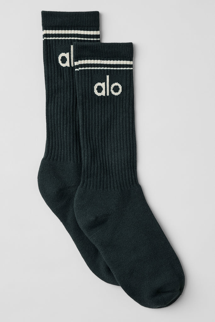 Unisex Throwback Sock - Charcoal Green/Ivory | ALO