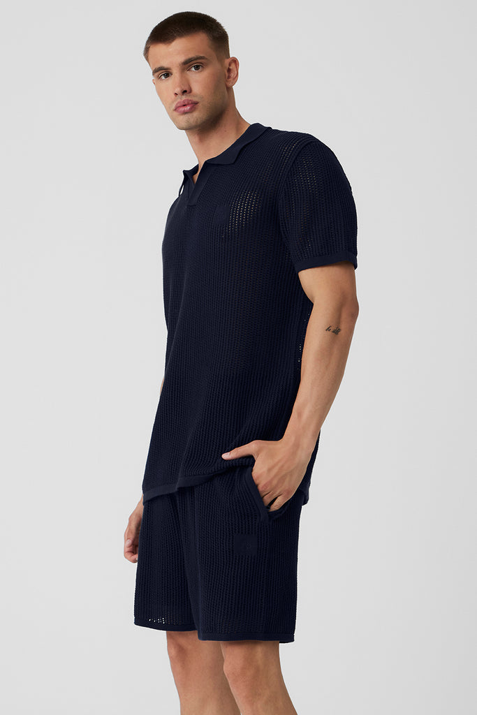 Open-Knit Polo - Navy | Alo Yoga