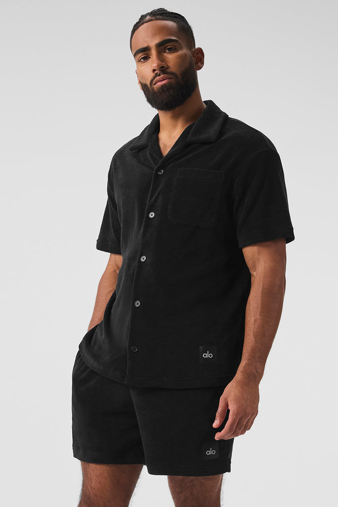 Coastal Terry Button Up - Black | Alo Yoga