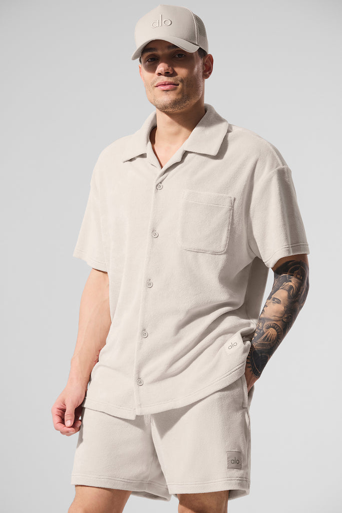 Coastal Terry Button Up - Bone | ALO