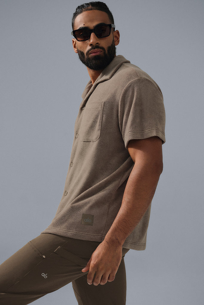 Coastal Terry Button Up - Gravel | ALO