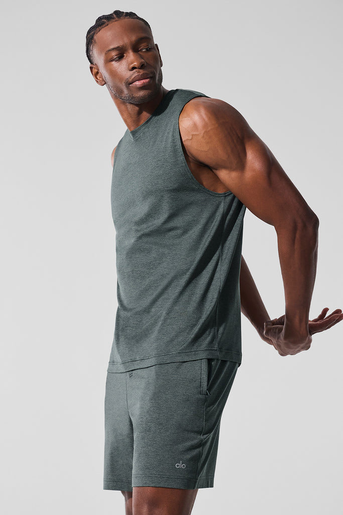 Conquer Muscle Tank - Charcoal Green Heather | ALO