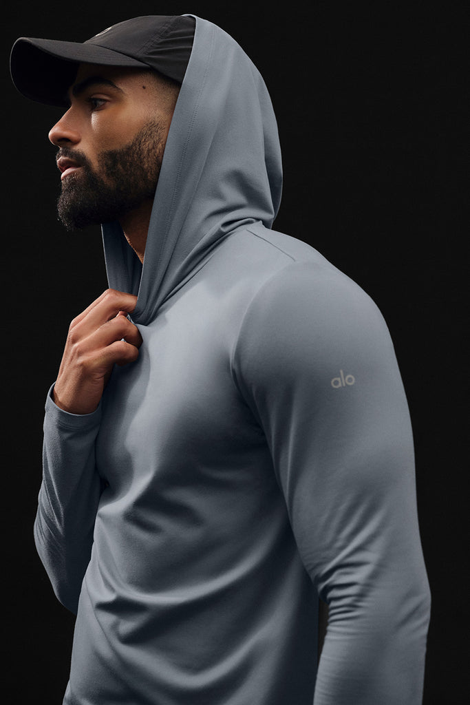 Conquer Reform Long Sleeve With Hood - Steel Grey | Alo Yoga
