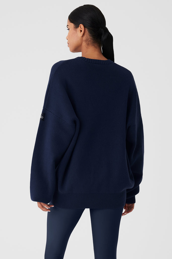 Scholar Crew Neck Sweater - Navy | Alo Yoga