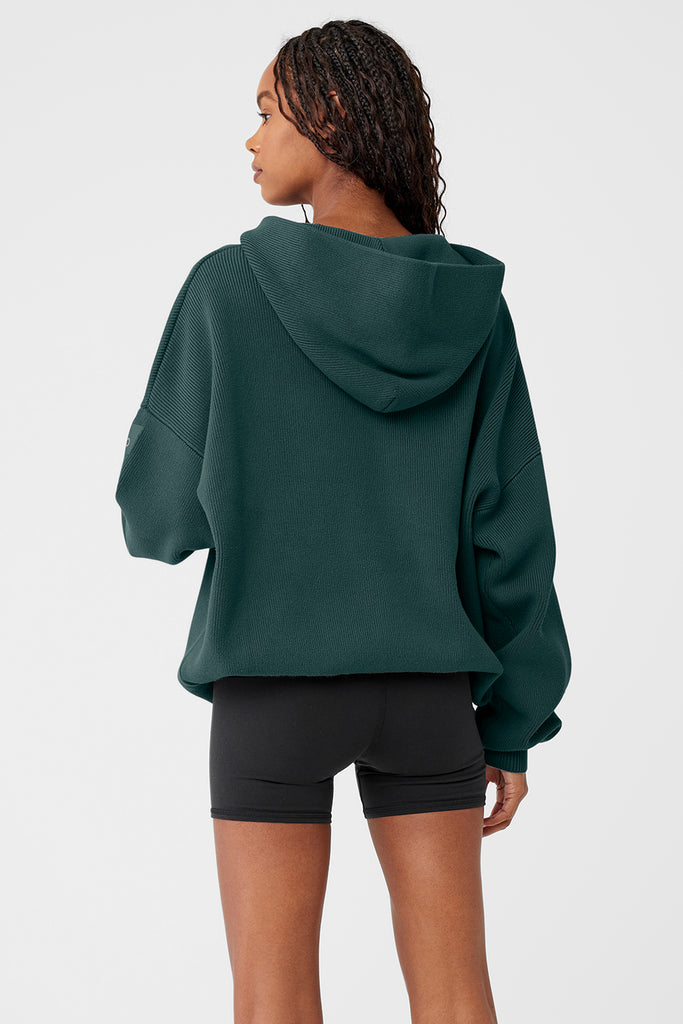 Scholar Hooded Sweater - Midnight Green | Alo Yoga