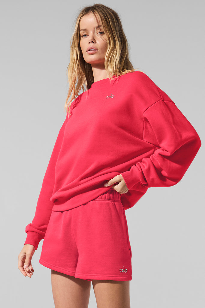 Accolade Crew Neck Pullover - Candy Red | Alo Yoga