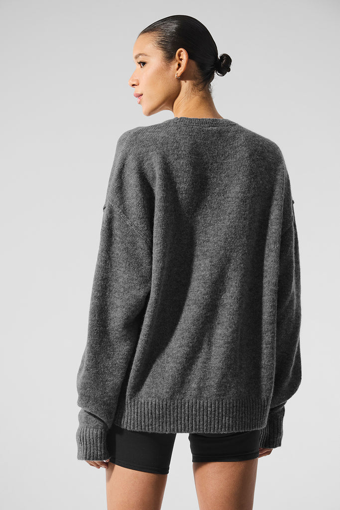 Unisex Wool Cashmere New Class Crewneck Sweater - Platinum Grey | ALO