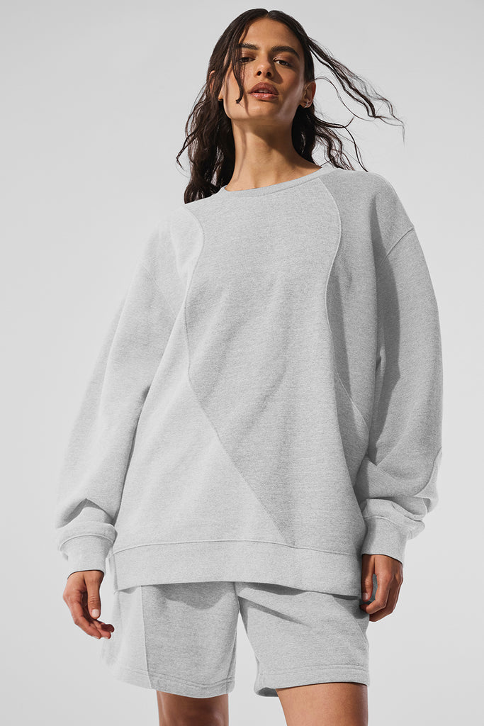 Make Waves Crew Neck Pullover - Athletic Heather Grey Tonal | ALO