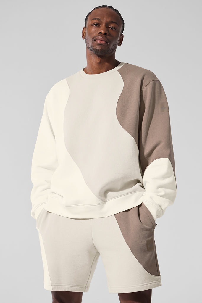 Make Waves Crew Neck Pullover - Ivory/Bone/Gravel | Alo Yoga