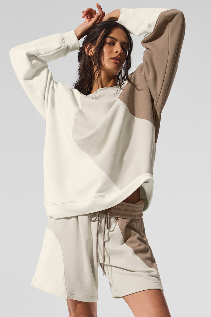 Make Waves Crew Neck Pullover - Ivory/Bone/Gravel | Alo Yoga