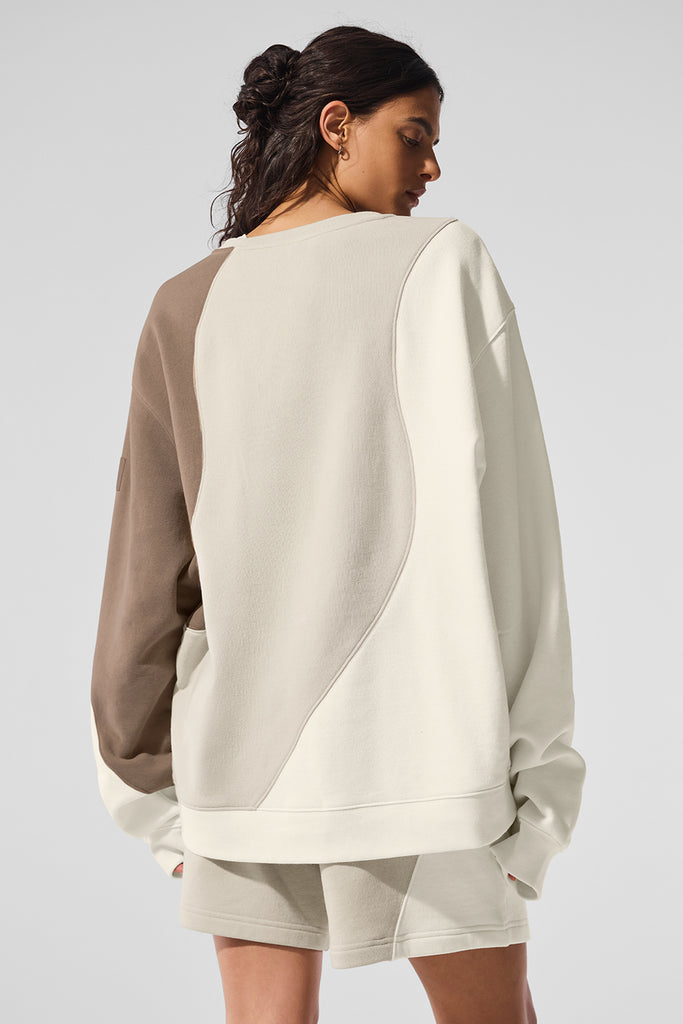 Make Waves Crew Neck Pullover - Ivory/Bone/Gravel | ALO