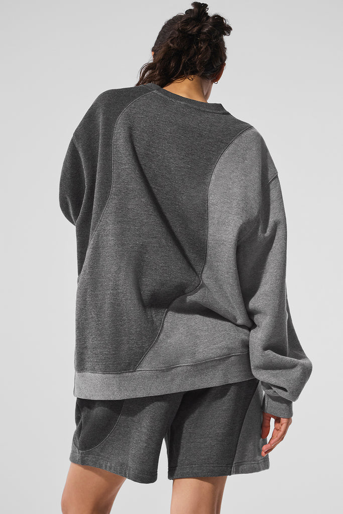 Make Waves Crew Neck Pullover - Dark Heather Grey Tonal | Alo Yoga