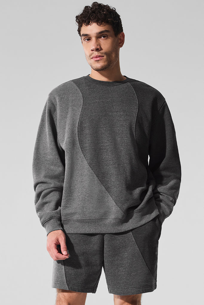 Make Waves Crew Neck Pullover - Dark Heather Grey Tonal | ALO