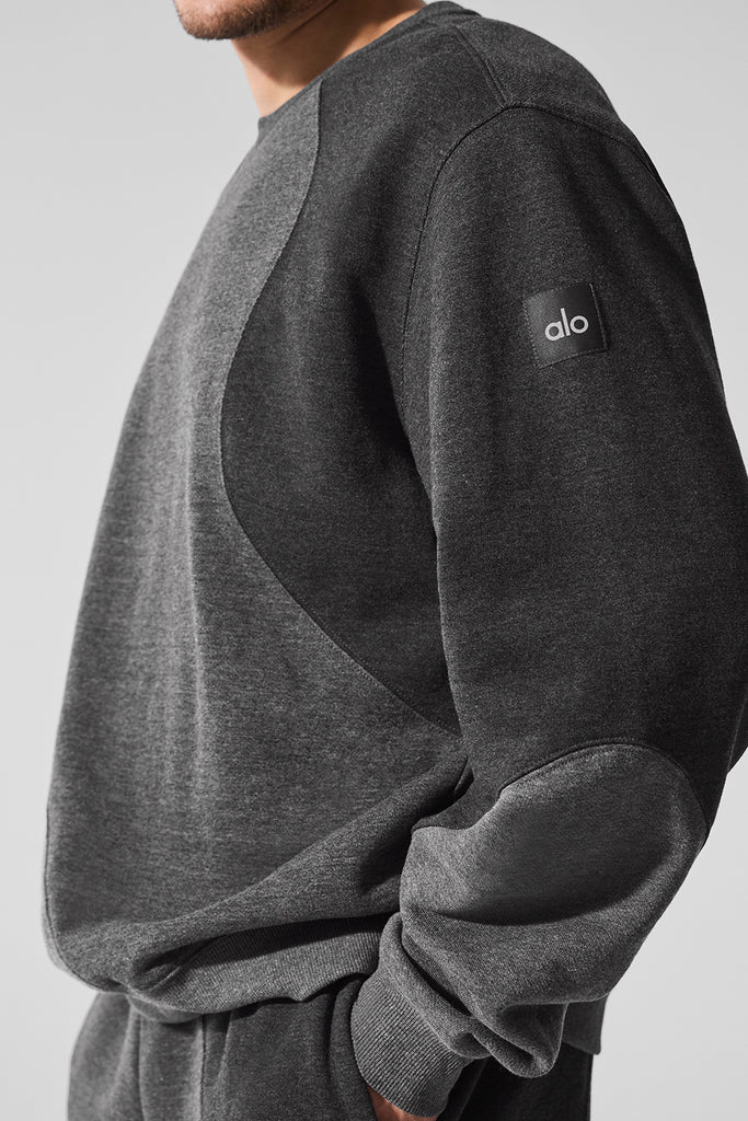 Make Waves Crew Neck Pullover - Dark Heather Grey Tonal | ALO