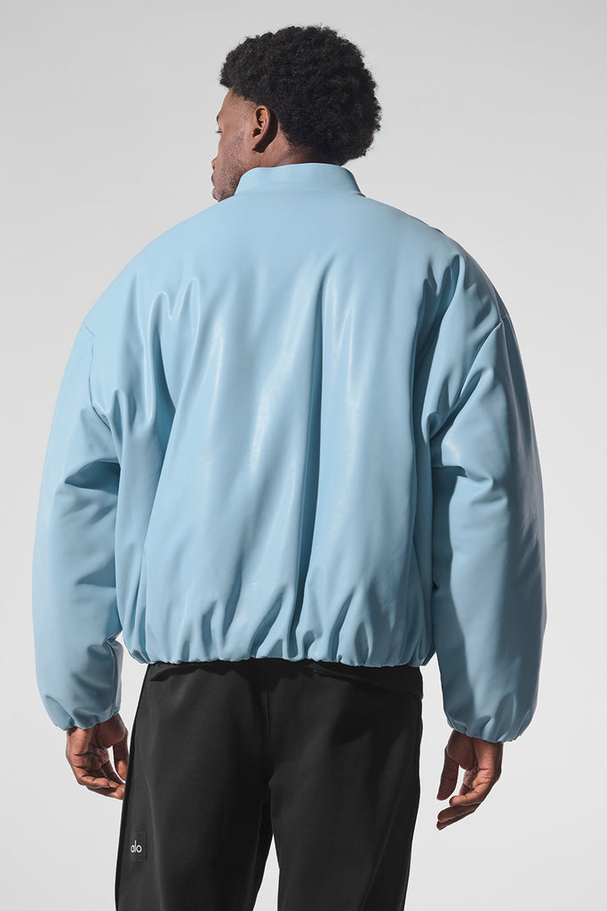 Faux Leather Premier Bomber - Celestial Blue | ALO