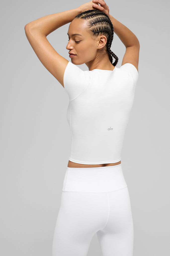ALO Softsculpt Precision Short Sleeve Top - White | ALO