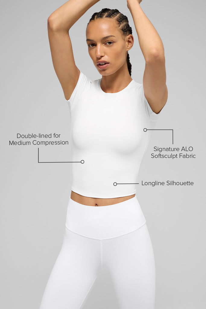 ALO Softsculpt Precision Short Sleeve Top - White | ALO