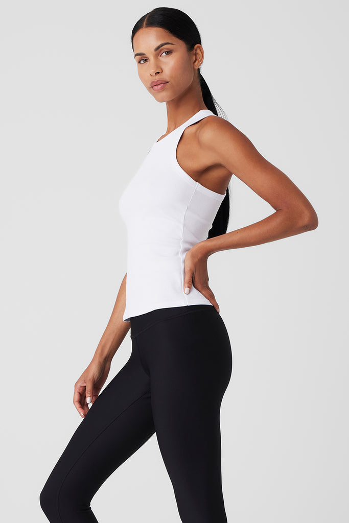 Ribbed Devoted Tank - White | Alo Yoga
