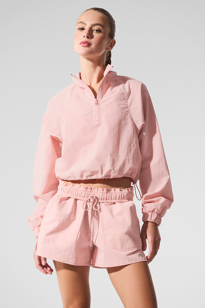 Cropped 1/4 Zip Alumni Pullover - Pink Quartz | ALO