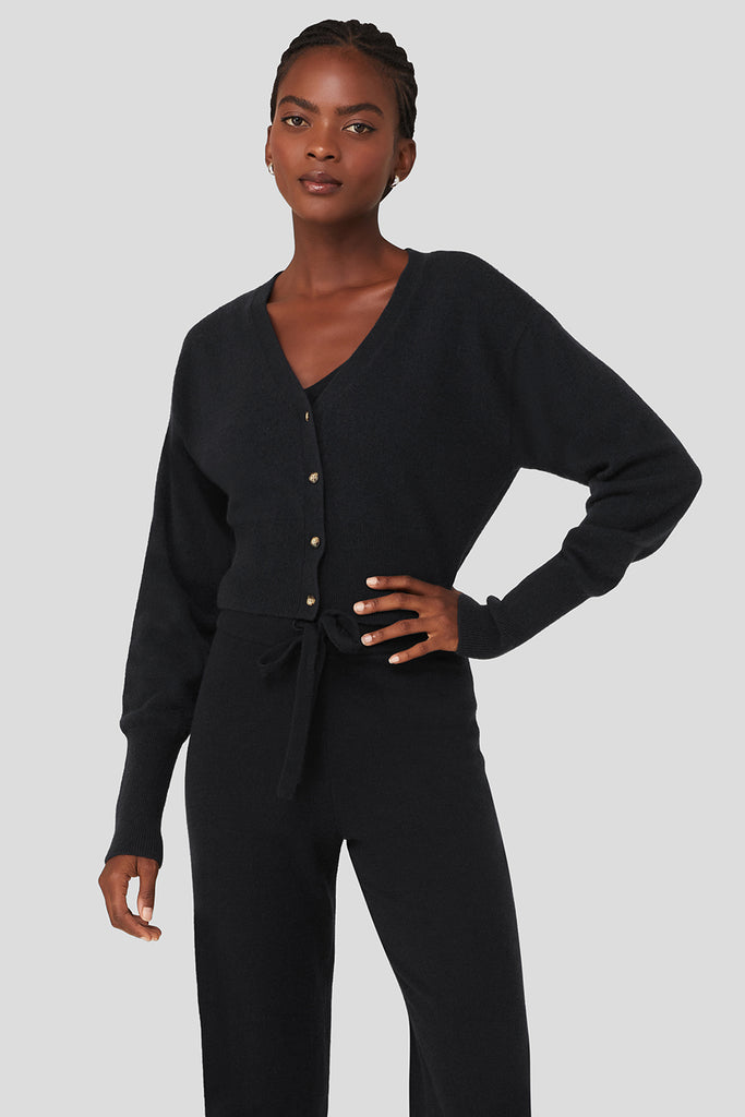 Cashmere Jet Set Cardigan - Black | ALO