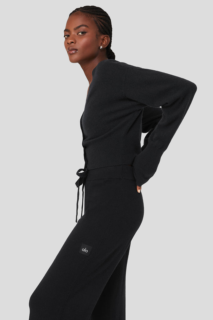 Cashmere Jet Set Cardigan - Black | ALO