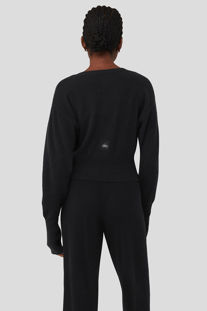 Cashmere Jet Set Cardigan - Black | ALO