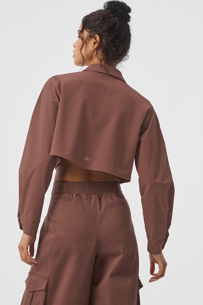 Cropped Take Me Out Button Up - Chestnut | ALO