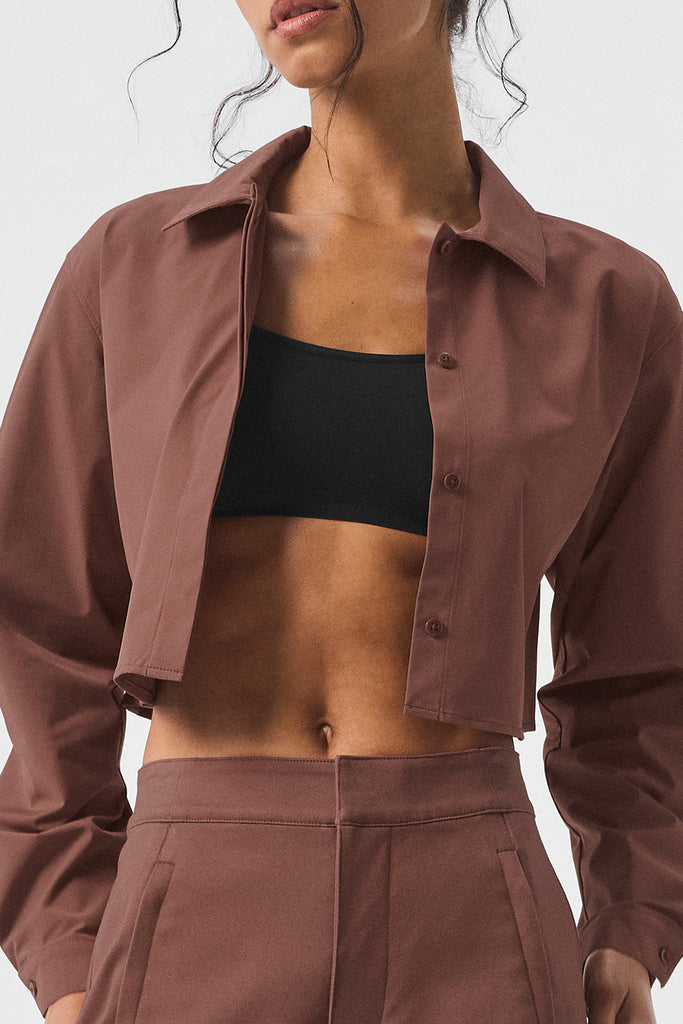 Cropped Take Me Out Button Up - Chestnut | ALO
