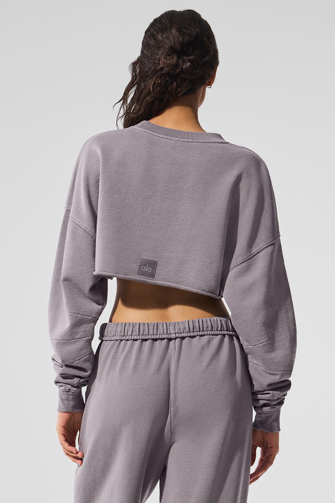 Washed Extreme Cropped Pullover - Cool Grey Wash | Alo Yoga