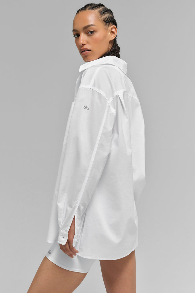 Cotton Real Deal Button Up Long Sleeve - White | ALO
