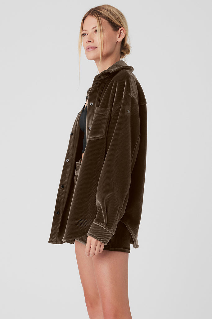 Ribbed Velour Mountain Side Shacket - Macchiato | Alo Yoga