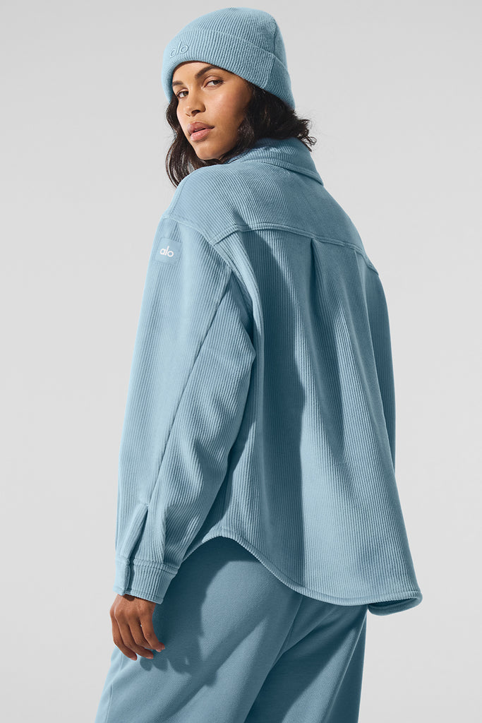 Ribbed Velour Mountain Side Shacket - Celestial Blue | ALO