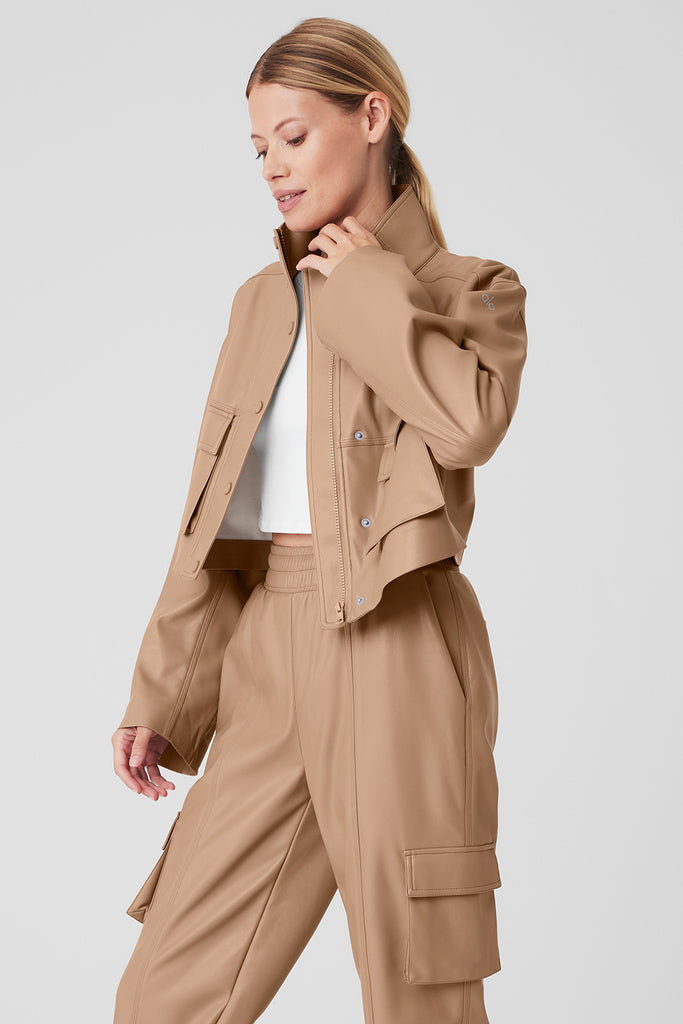 Faux Leather Power Hour Jacket - Toasted Almond | Alo Yoga