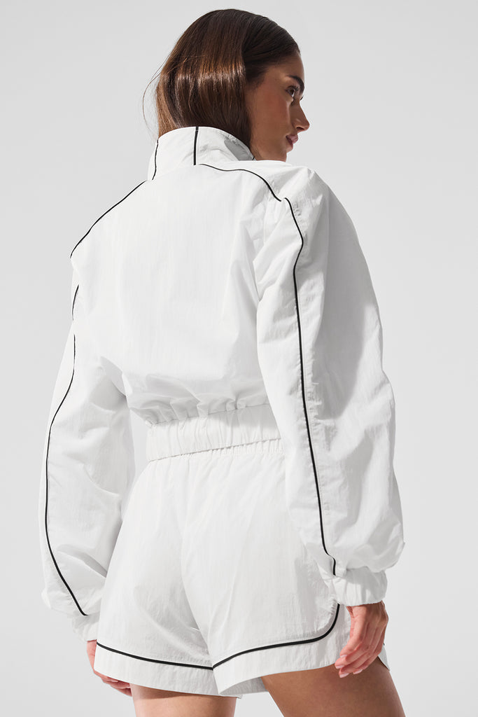 Motivate Full-Zip Track Jacket - White/Black | ALO