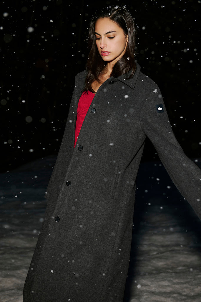 Wool Metro Long Coat - Dark Heather Grey | Alo Yoga