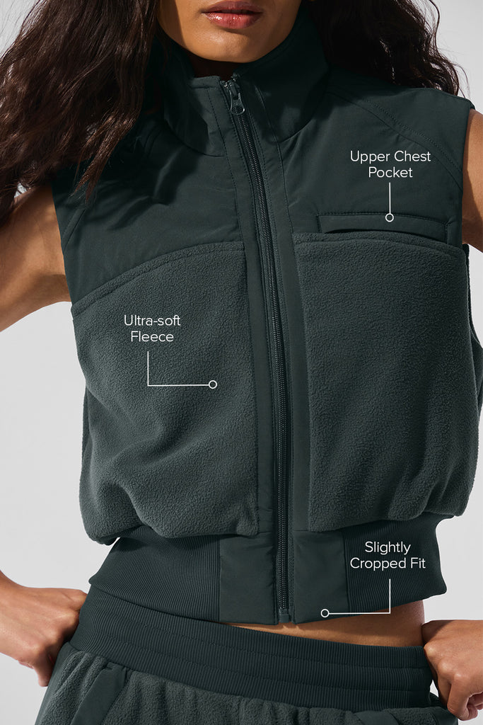 Polar Fleece Wintry Mix Vest - Charcoal Green | Alo Yoga