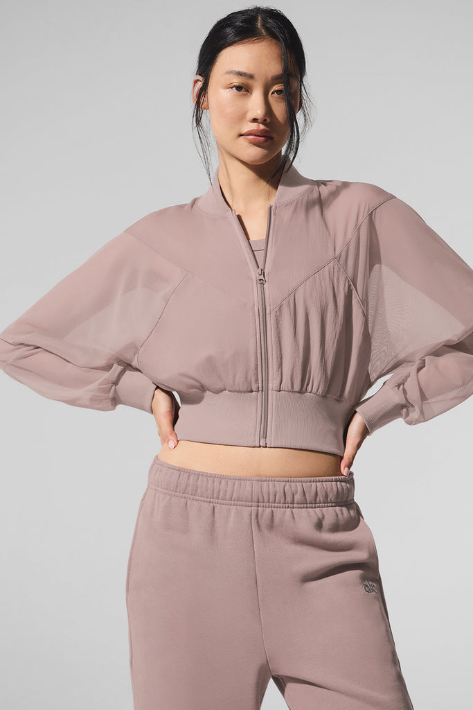Cropped Air It Out Bomber - Taupe | ALO