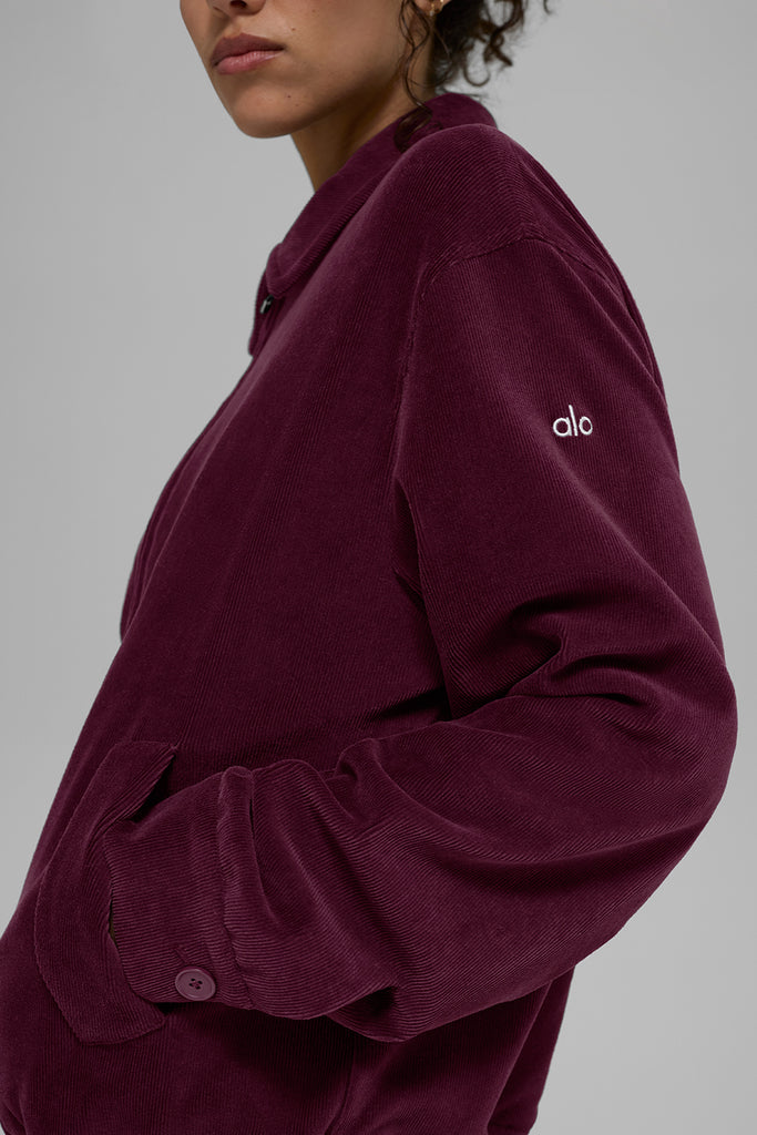 Micro Corduroy On Duty Jacket - Burgundy | ALO