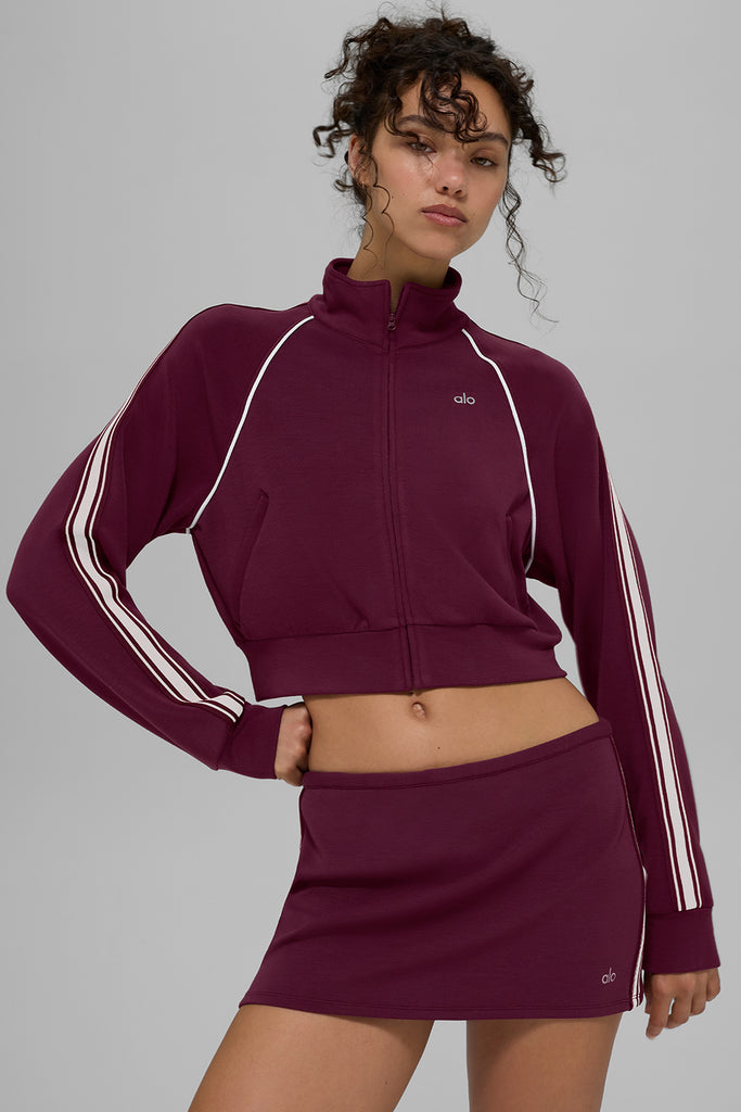 Track Star Full Zip Jacket - Burgundy | ALO