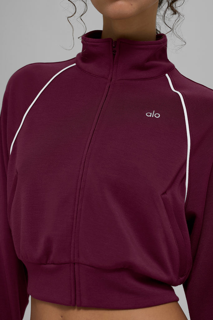 Track Star Full Zip Jacket - Burgundy | ALO
