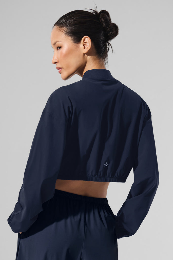 Cropped Breezy Full-Zip Cover Up - Navy | ALO