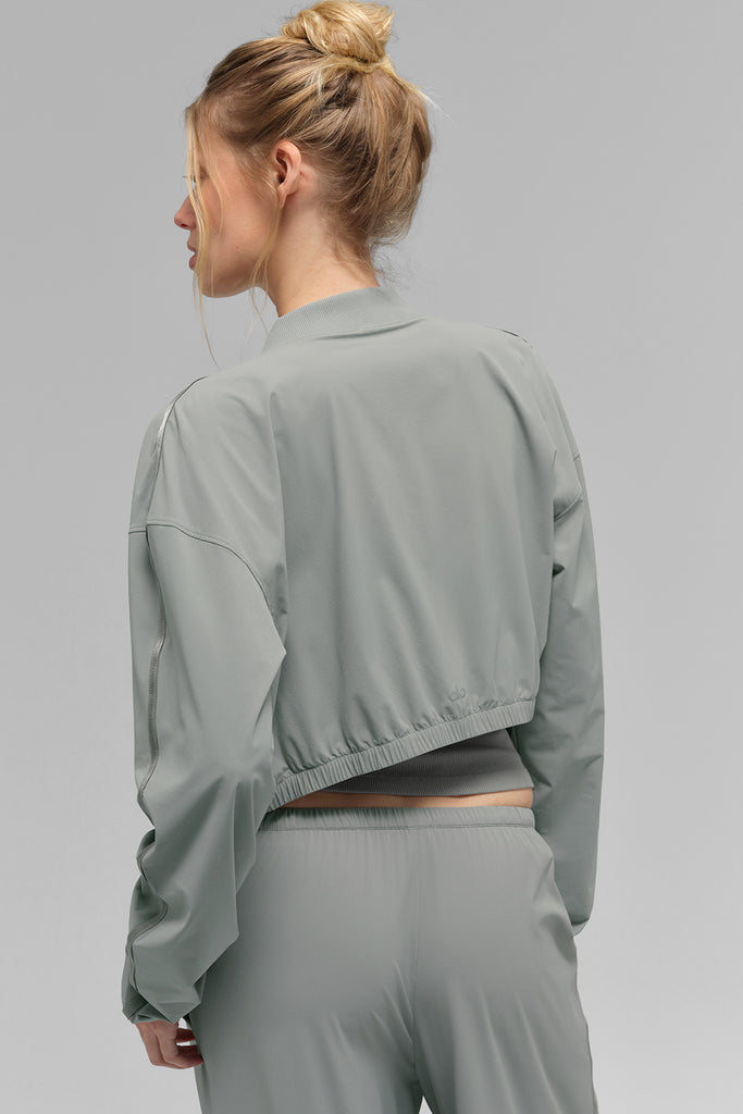 Cropped Breezy Full-Zip Cover Up - Lunar Grey | ALO