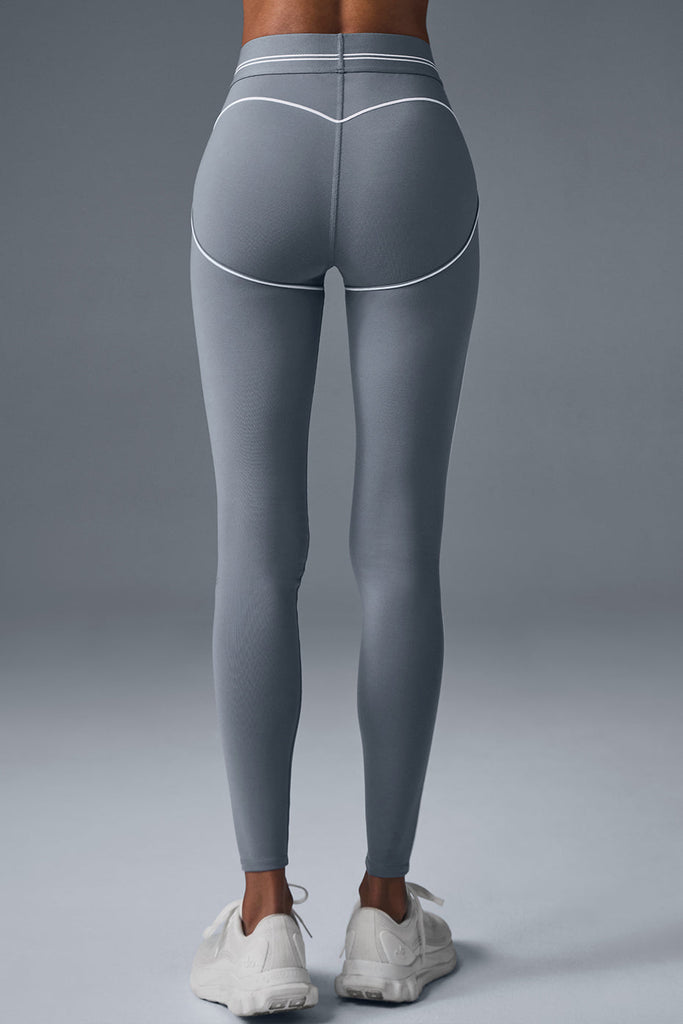 Airbrush High-Waist Heart Throb Legging - Steel Grey/White | Alo Yoga