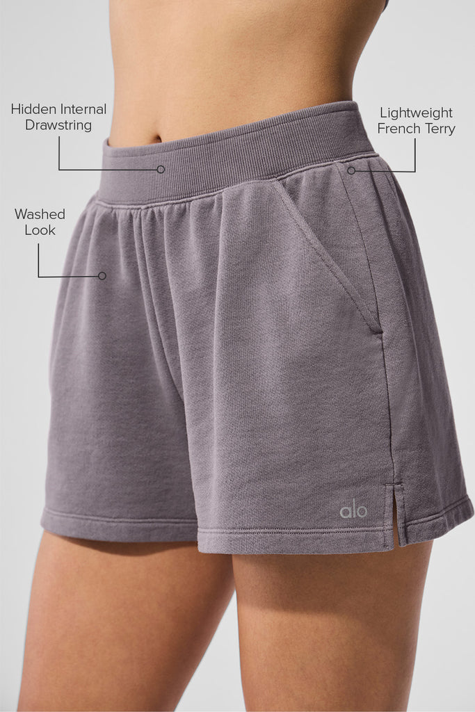 Washed Low Key Sweat Short - Cool Grey Wash | Alo Yoga