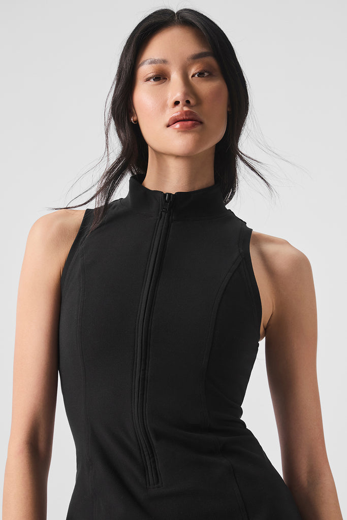Alosoft Carefree 1/2 Zip Dress - Black | Alo Yoga